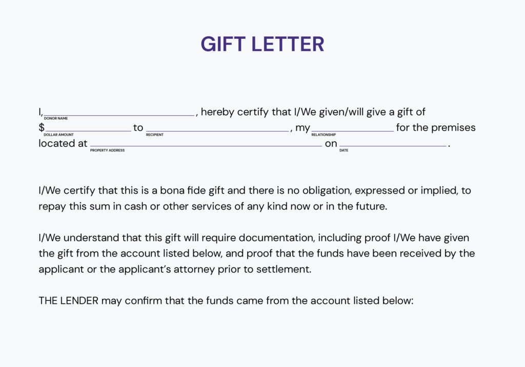 38 Gift Letter For Mortgage Down Payment SoroushVaila